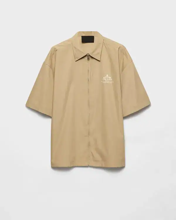 Prada Short-Sleeved Technical Cotton Shirt - Desert Beige